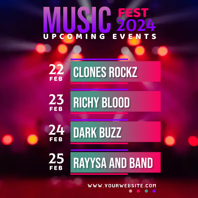 Upcoming Events Music Live Template | PosterMyWall