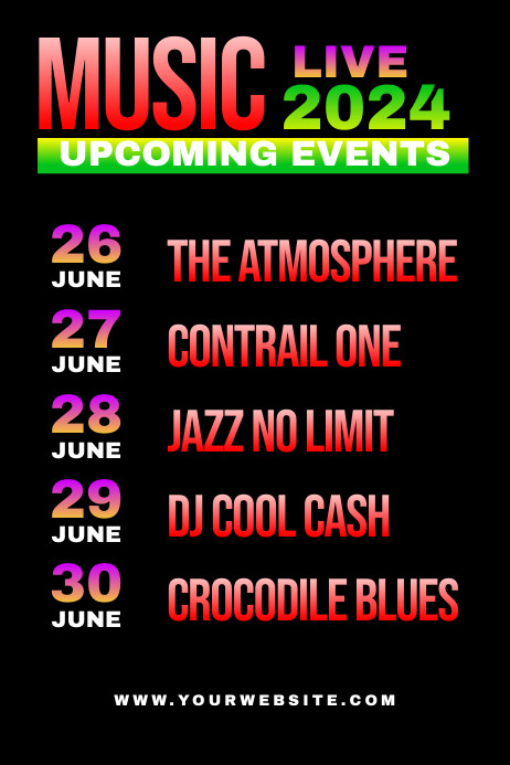 Upcoming Events Music Live Template | PosterMyWall