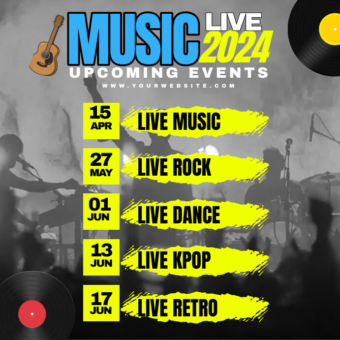 Upcoming Events Music Live Template | PosterMyWall