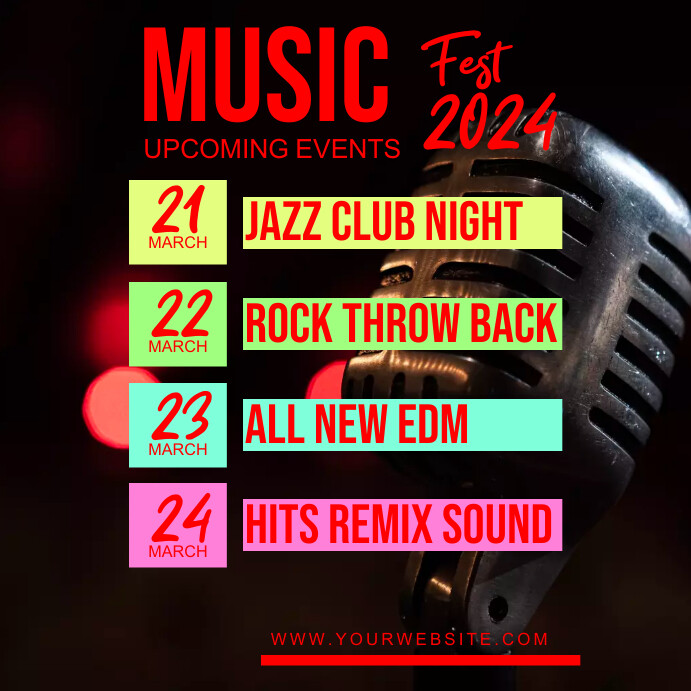 Upcoming Events Music Live Template | PosterMyWall