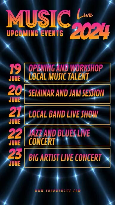 Upcoming Events Music Live Template | PosterMyWall
