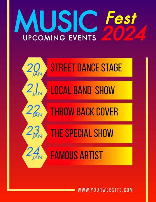 Upcoming Events Music Live Template | PosterMyWall