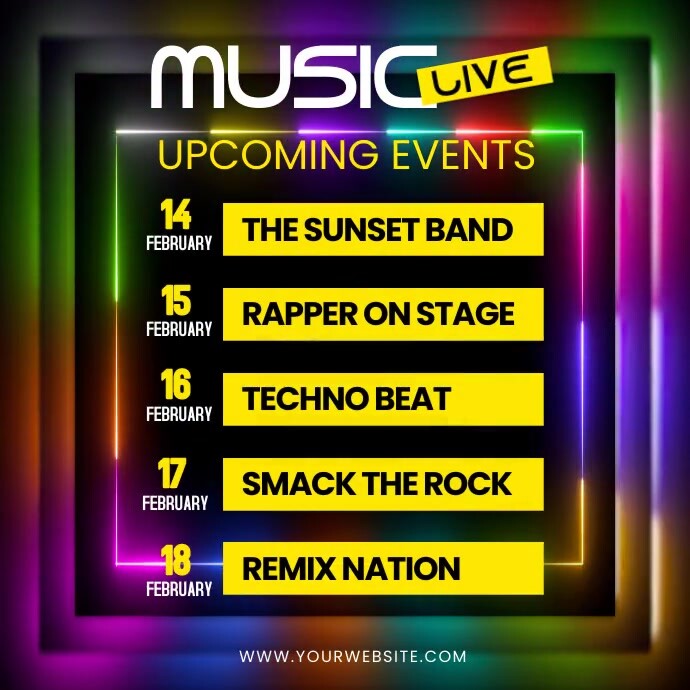 Upcoming Events Music Live Template | PosterMyWall