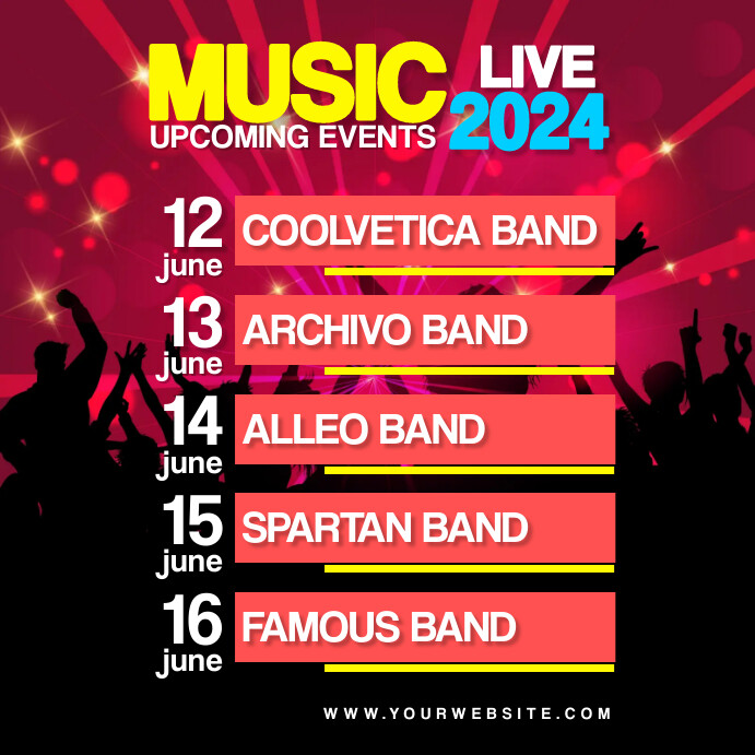 Upcoming Events Music Live Template | PosterMyWall