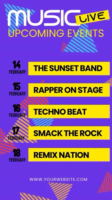 Upcoming Events Music Live Template | PosterMyWall
