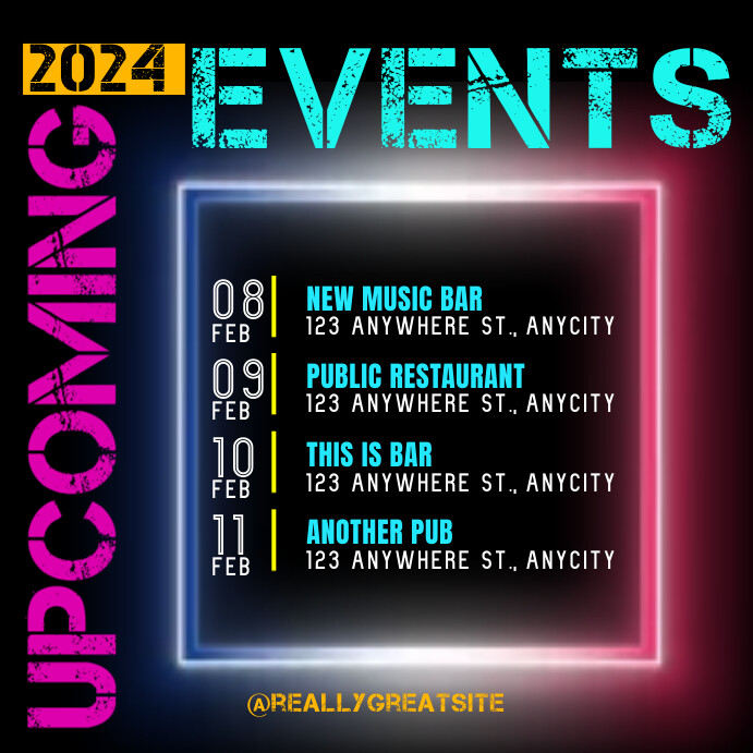 Upcoming Events Music Live Instagram Template | PosterMyWall
