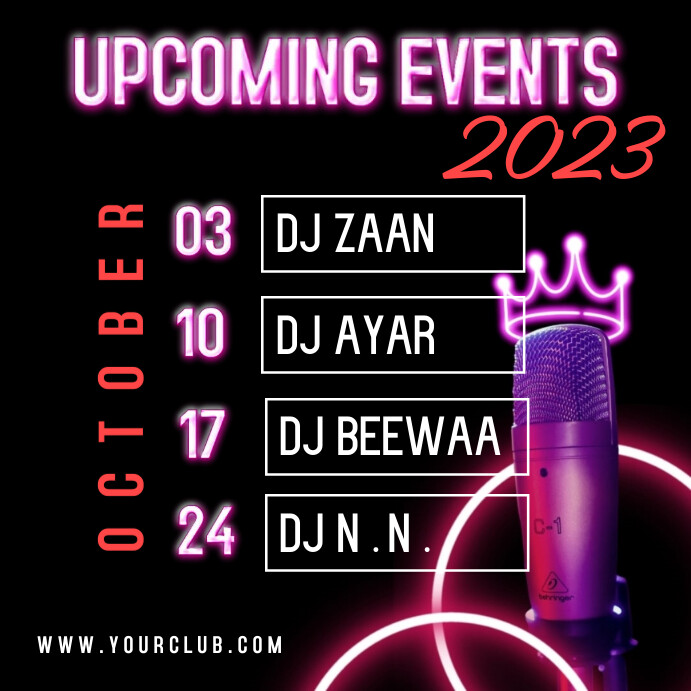 Upcoming Events Music Live Instagram Template | PosterMyWall