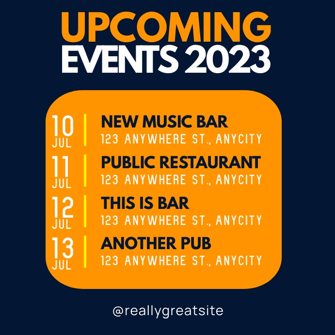 Upcoming Events Music Live Instagram Template | PosterMyWall