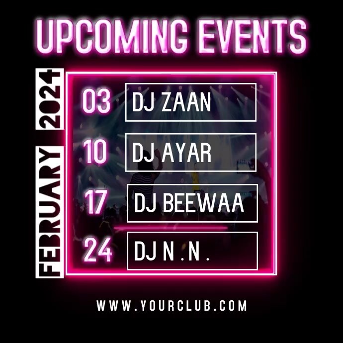 Upcoming Events Music Live Instagram Template | PosterMyWall