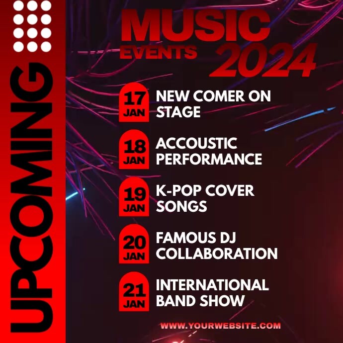 Upcoming Events Music Live Instagram Template | PosterMyWall