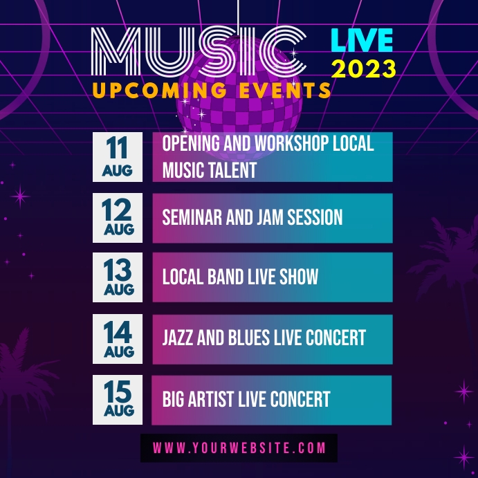 Upcoming Events Music Live Poster Template | PosterMyWall