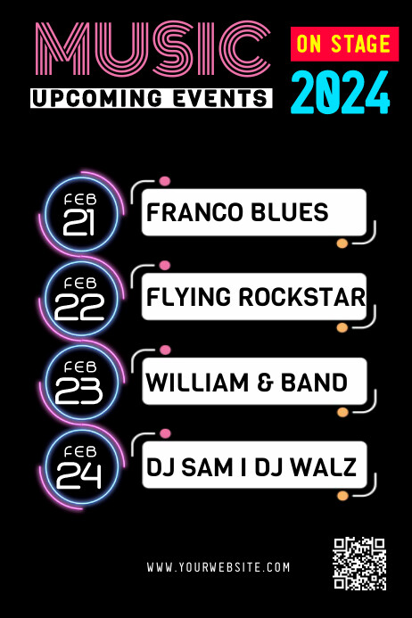 Upcoming Events Music Live Poster Template | PosterMyWall