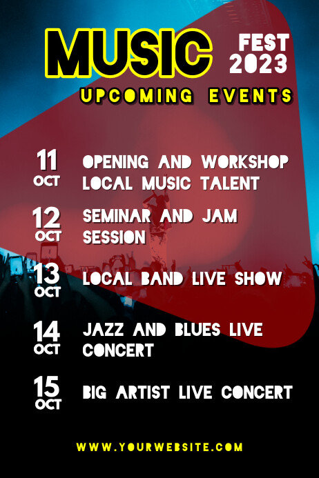 Upcoming Events Music Live Poster Template | PosterMyWall