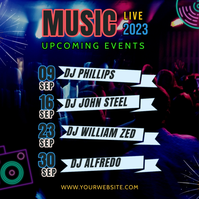 Upcoming Events Music Live Poster Template | PosterMyWall