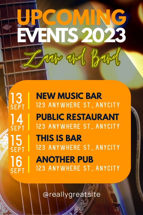 Upcoming Events Music Live Poster Template | PosterMyWall