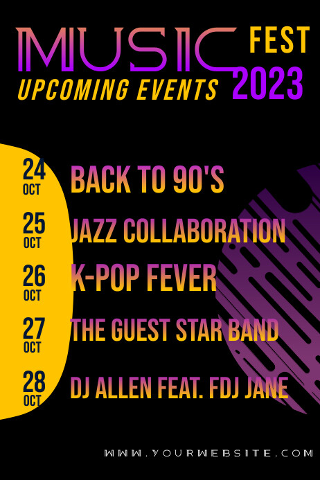 Upcoming Events Music Live Poster Template | PosterMyWall