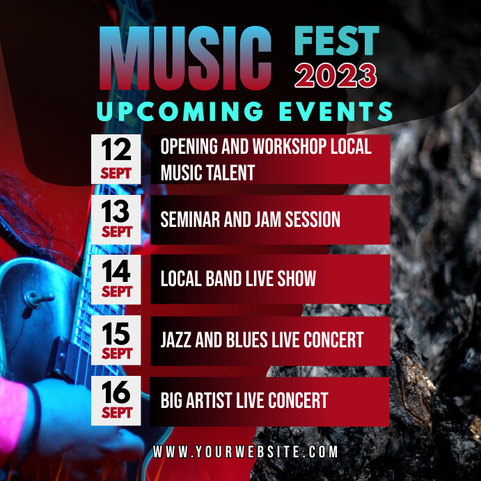 Upcoming Events Music Live Poster Template | PosterMyWall