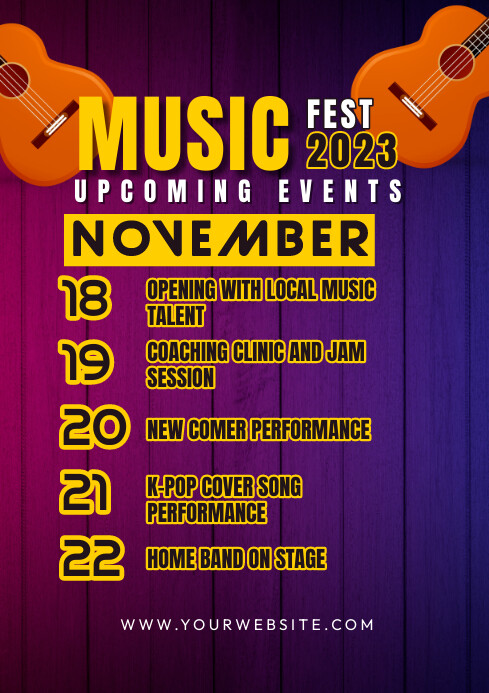 Upcoming Events Music Live Poster Template | PosterMyWall