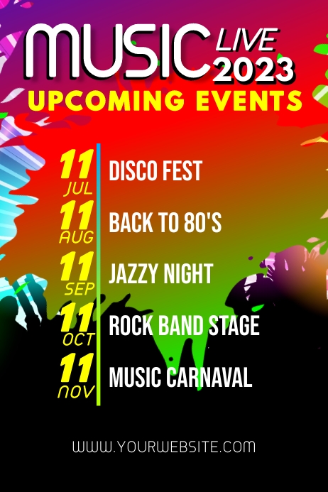 Upcoming Events Music Live Poster Template | PosterMyWall