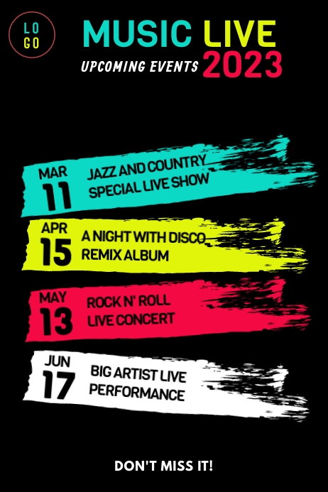 Plantilla de Upcoming Events Music Live Poster | PosterMyWall