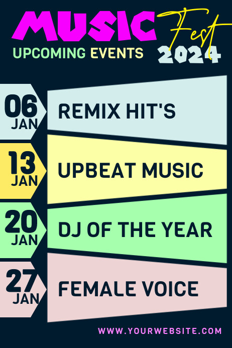 Upcoming Events Music Live Poster Template | PosterMyWall