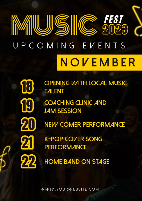 Upcoming Events Music Live Poster Template | PosterMyWall