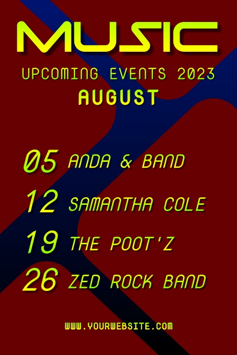Upcoming Events Music Live Poster Template | PosterMyWall