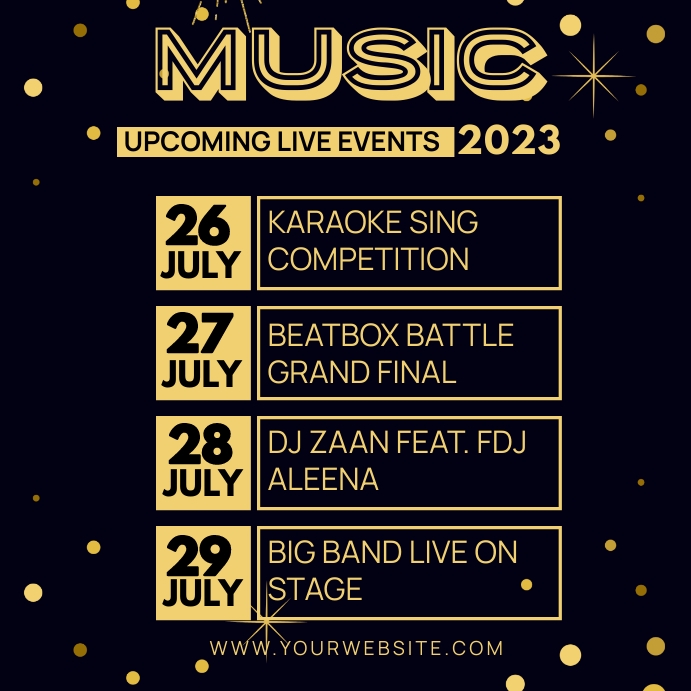 Upcoming Events Music Live Poster Template | PosterMyWall