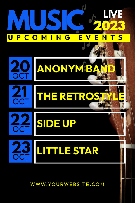 Upcoming Events Music Live Poster Template | PosterMyWall