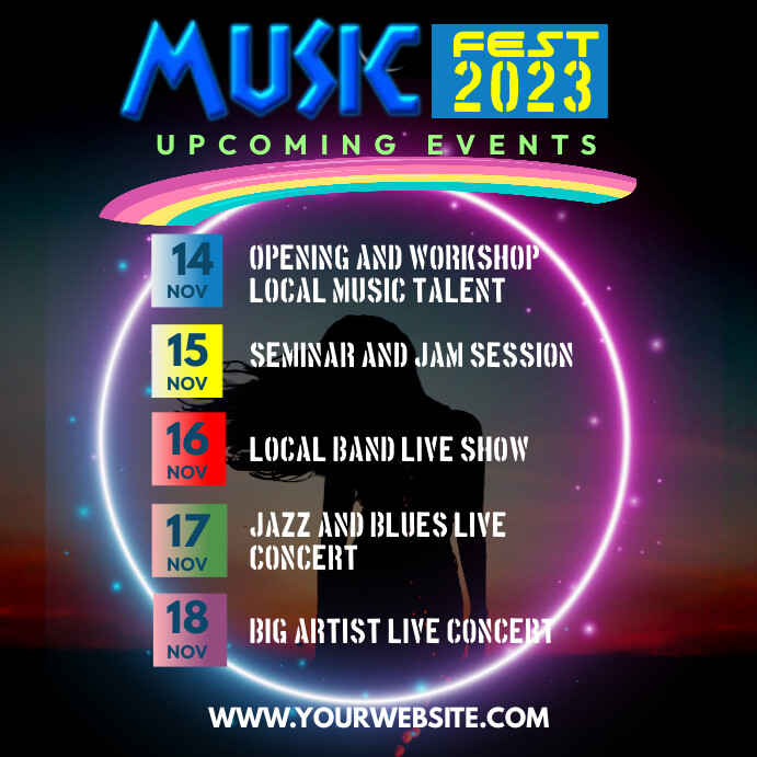 Upcoming Events Music Live Poster Template | PosterMyWall