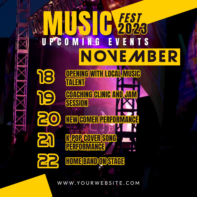Upcoming Events Music Live Poster Template | PosterMyWall