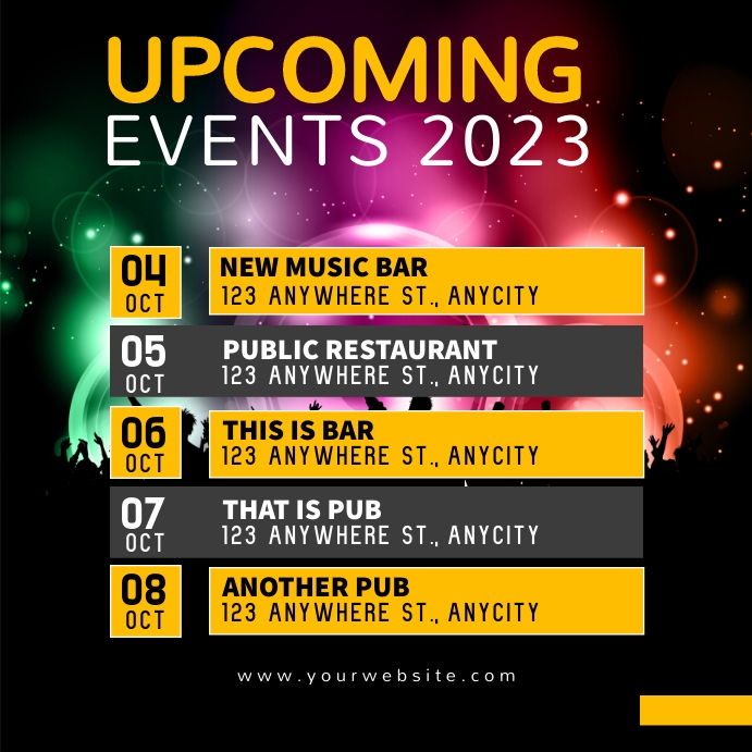 Upcoming Events Music Live Poster Template | PosterMyWall