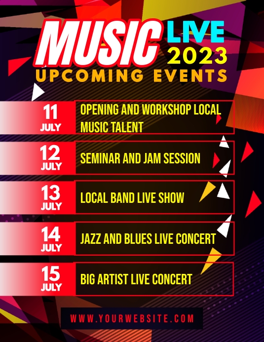 Upcoming Events Music Live Poster Template | PosterMyWall