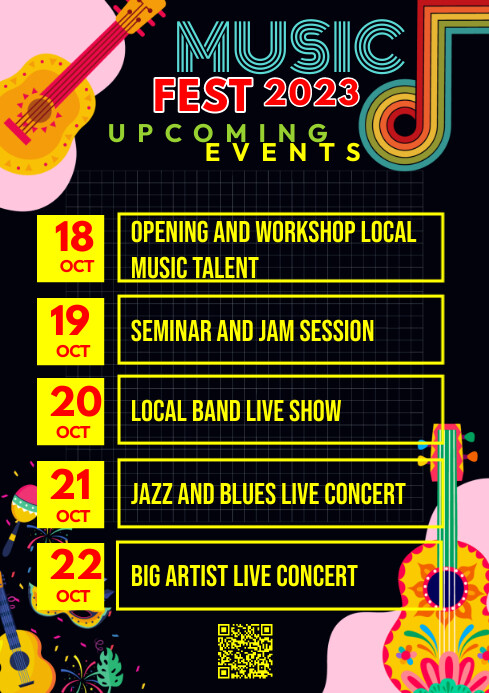 Plantilla de Upcoming Events Music Live Poster | PosterMyWall