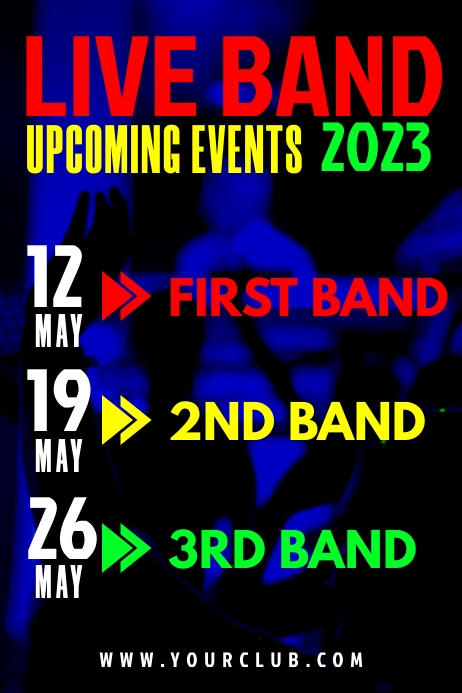 Upcoming Events Music Live Poster Template | PosterMyWall