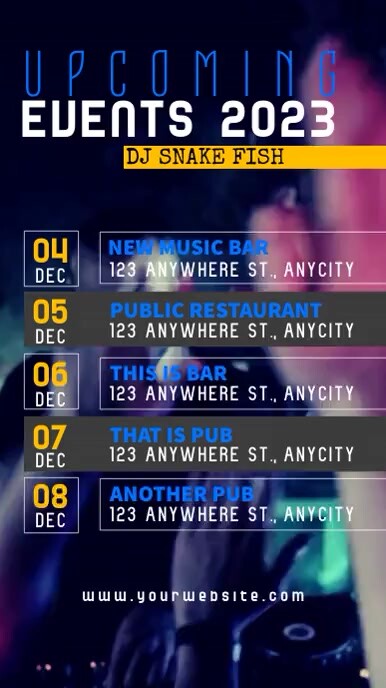 Upcoming Events Music Live Poster Template | PosterMyWall