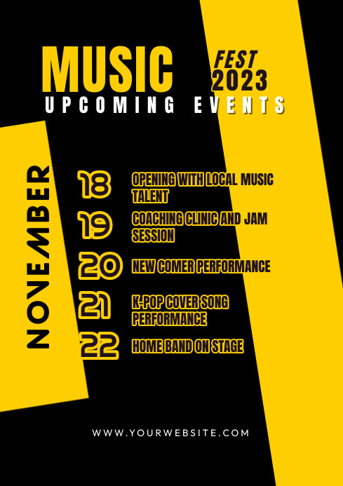 Upcoming Events Music Live Poster Template | PosterMyWall