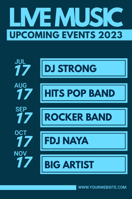 Upcoming Events Music Live Poster Template | PosterMyWall