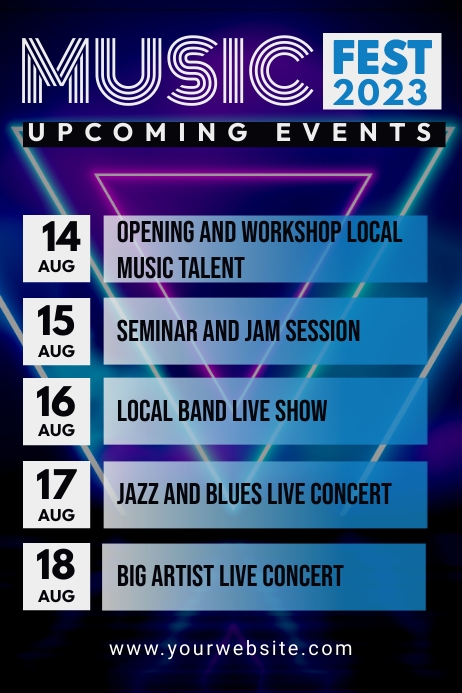 Plantilla de Upcoming Events Music Live Poster | PosterMyWall
