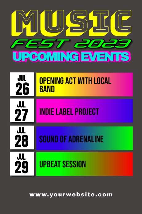 Upcoming Events Music Live Poster Template | PosterMyWall