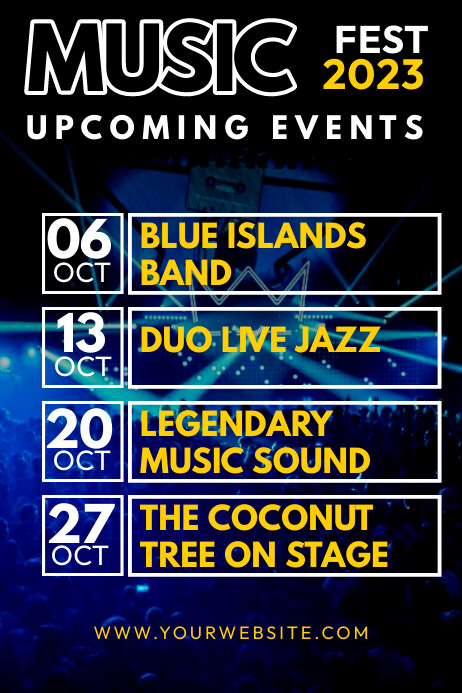 Upcoming Events Music Live Poster Template | PosterMyWall