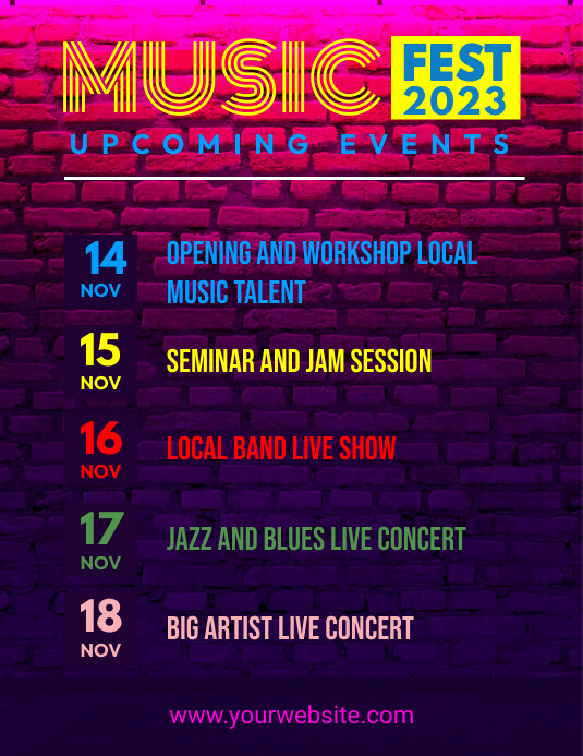 Upcoming Events Music Live Poster เทมเพลต | PosterMyWall