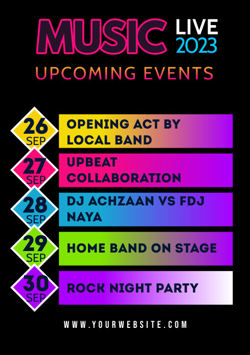 Upcoming Events Music Live Poster Template | PosterMyWall