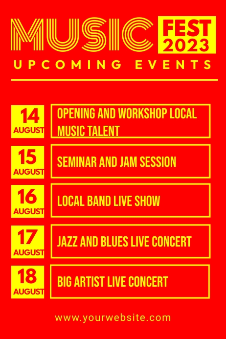 Upcoming Events Music Live Poster Template | PosterMyWall