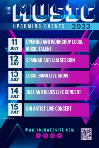 Upcoming Events Music Live Poster Template | PosterMyWall