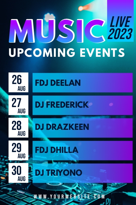Upcoming Events Music Live Poster Template | PosterMyWall