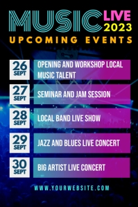 Upcoming Events Music Live Poster Template | PosterMyWall