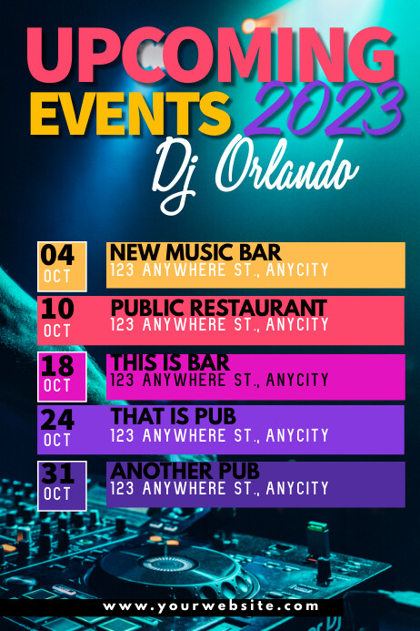 Upcoming Events Music Live Poster Template | PosterMyWall