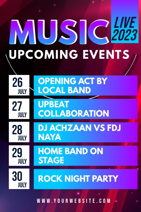 Copy of Upcoming Events Music Live Poster | PosterMyWall