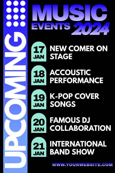 Upcoming Events Music Live Poster Template | PosterMyWall